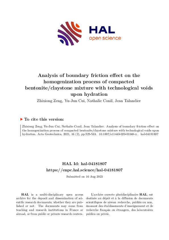 (PDF) Analysis of boundary friction effect on the homogenization ...