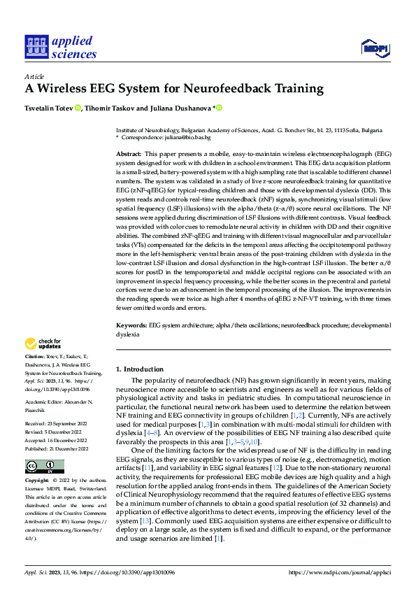 (PDF) A Wireless EEG System for Neurofeedback Training