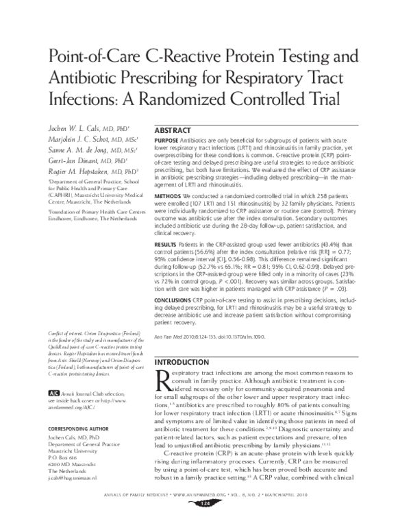 (PDF) Point-of-Care C-Reactive Protein Testing and Antibiotic ...