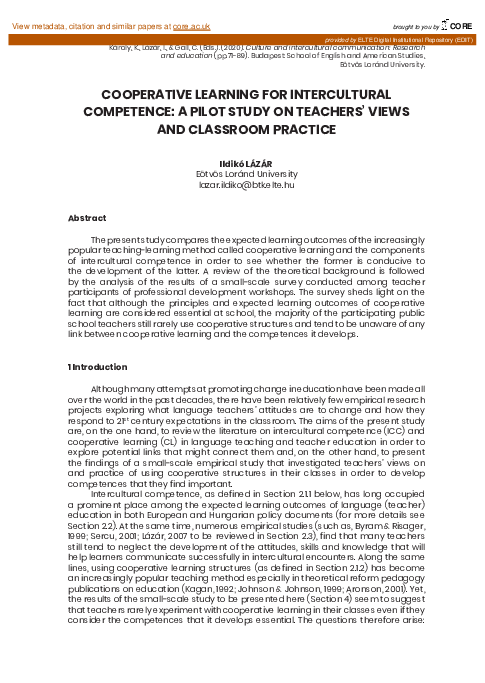 (PDF) Cooperative Learning for Intercultural Competence