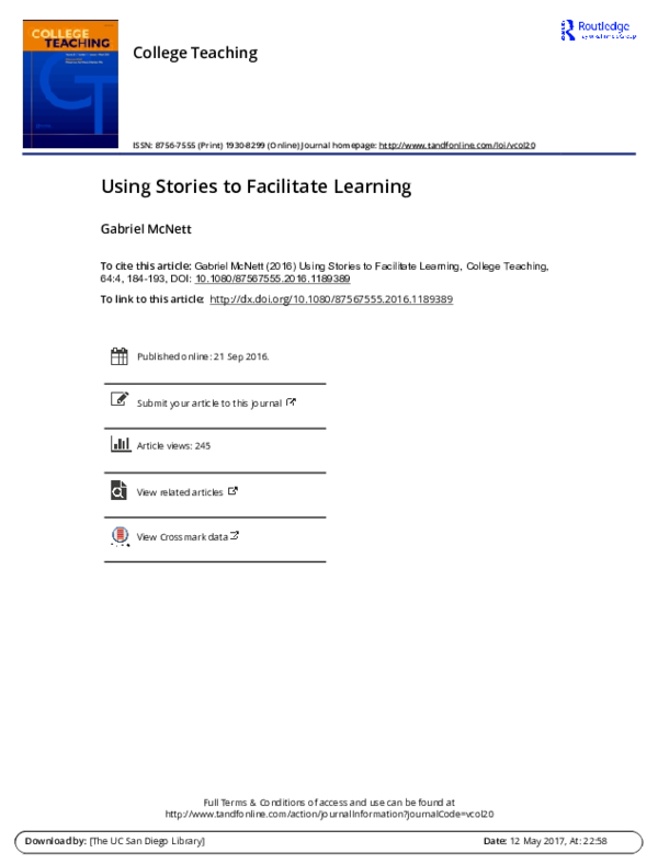 (PDF) Using stories to facilitate learning