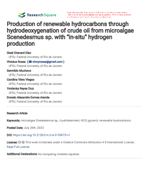 (PDF) Production of renewable hydrocarbons through hydrodeoxygenation ...