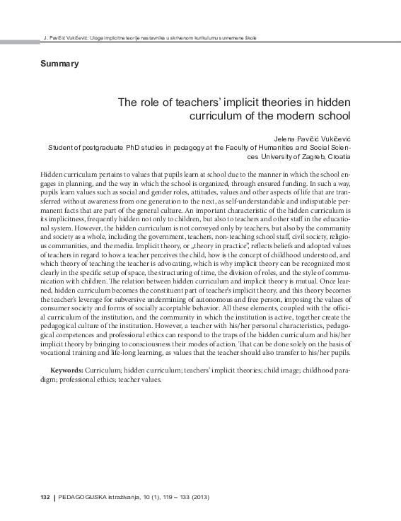 (PDF) The role of teachers’ implicit theories in hidden curriculum of ...