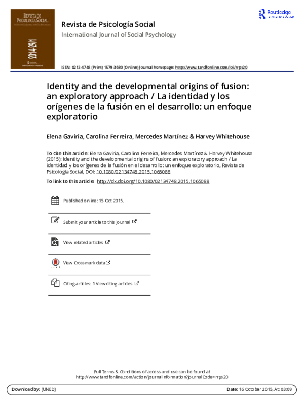 (PDF) Identity and the developmental origins of fusion: an exploratory ...