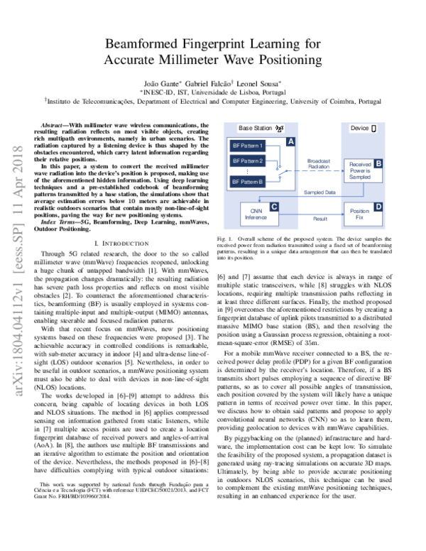 (PDF) Beamformed Fingerprint Learning for Accurate Millimeter Wave Positioning