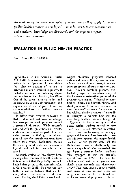 (PDF) Evaluation in Public Health Practice
