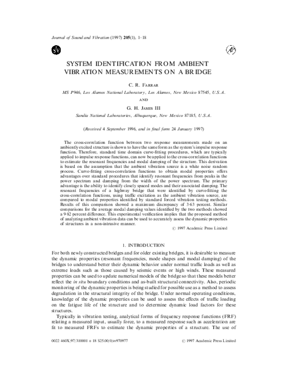 (PDF) System Identification from Ambient Vibration Measurements on a Bridge