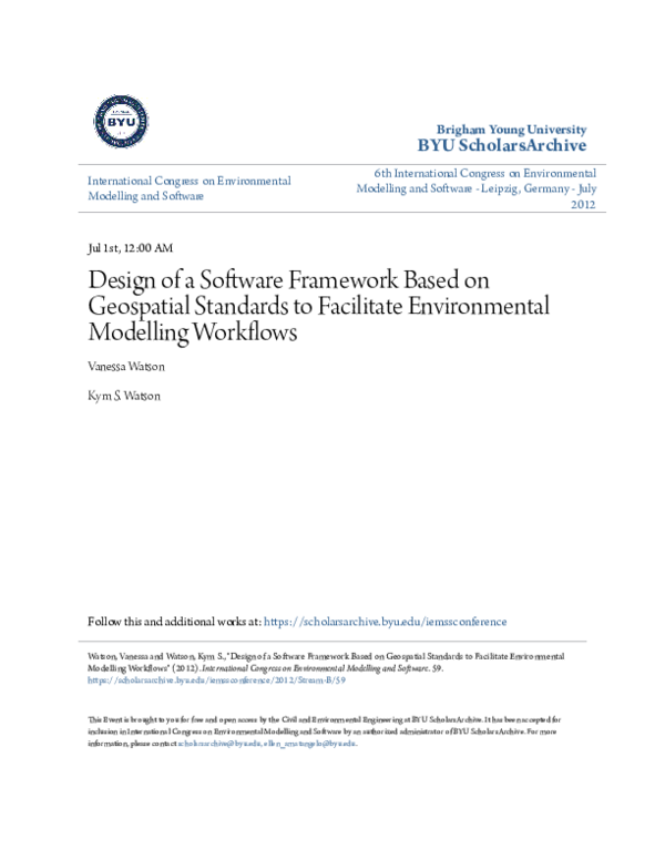 (PDF) Design of a Software Framework Based on Geospatial Standards to ...