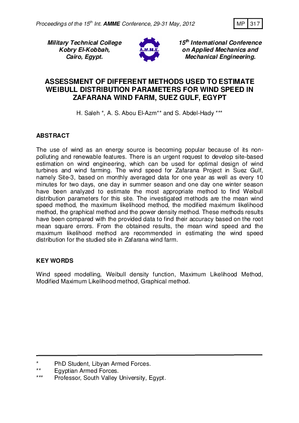 Pdf Assessment Of Different Methods Used To Estimate Weibull