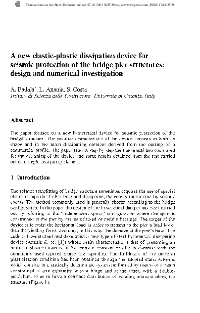 (PDF) A new elastic-plastic dissipation device for seismic protection ...