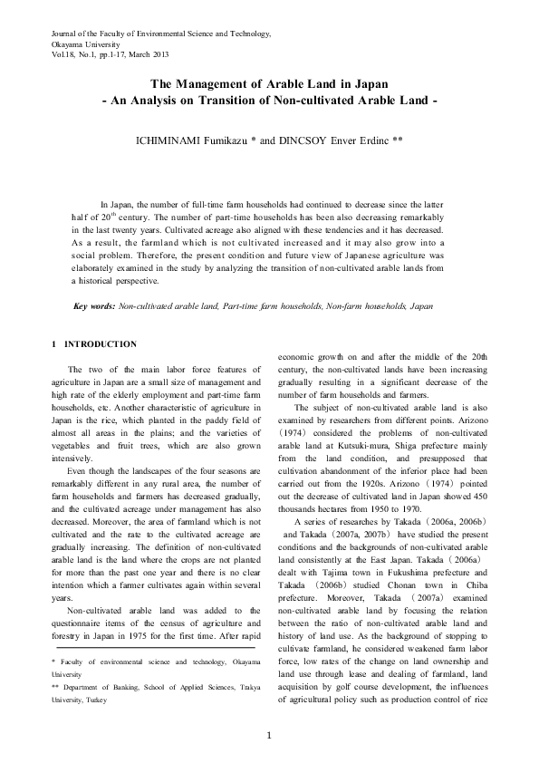 (PDF) The Management of Arable Land in Japan - An Analysis on ...