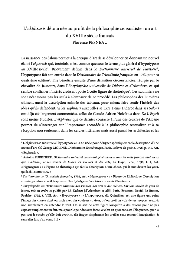 (PDF) "L'ekphrasis détournée au profit de la philosophie sensualiste ...