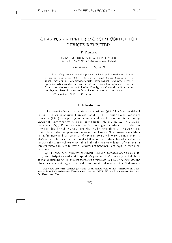 (PDF) Quantum-Interference Semiconductor Devices Revisited