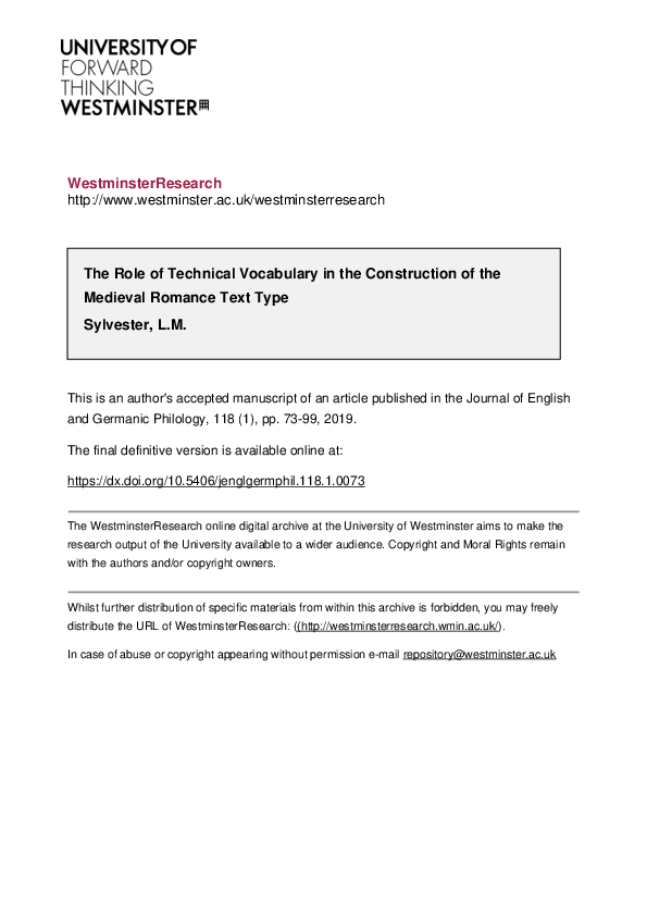 (PDF) Technical Vocabulary and Medieval Text Types: A Semantic Field Approach