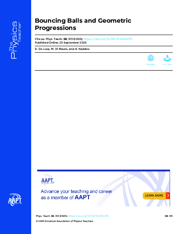 (PDF) Bouncing Balls and Geometric Progressions