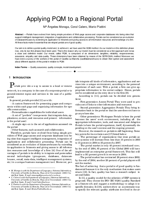(PDF) Applying PQM to a Regional Portal