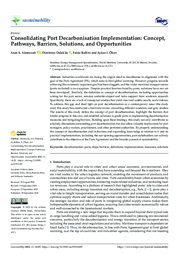(PDF) Consolidating Port Decarbonisation Implementation: Concept ...