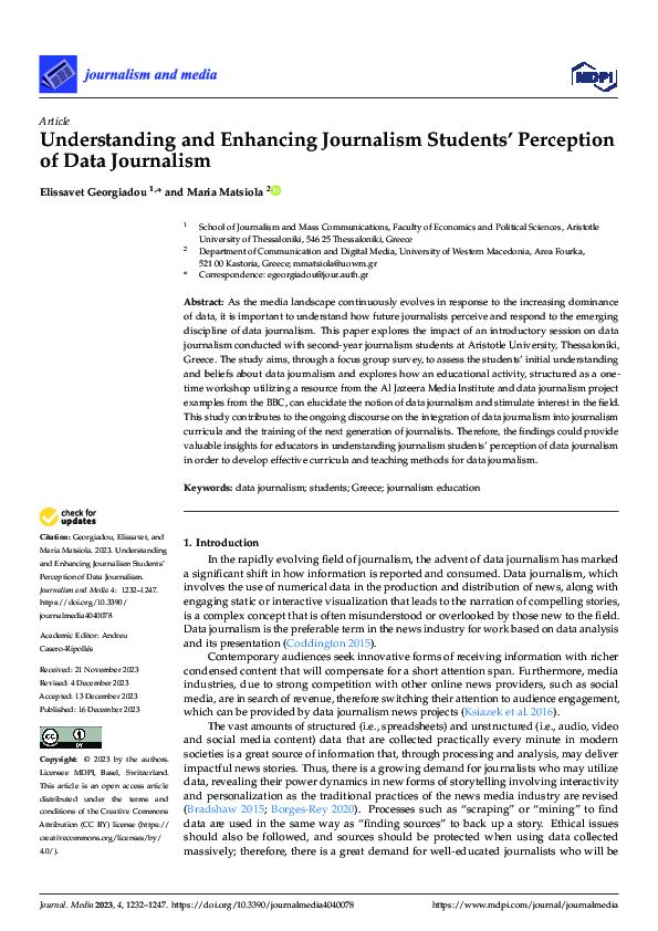 (PDF) Understanding and Enhancing Journalism Students' Perception of ...