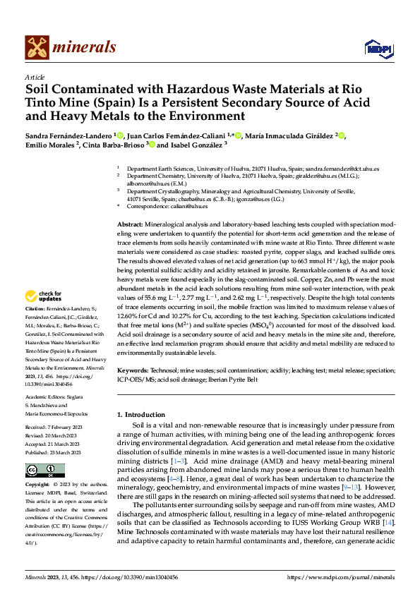 (PDF) Soil Contaminated with Hazardous Waste Materials at Rio Tinto ...