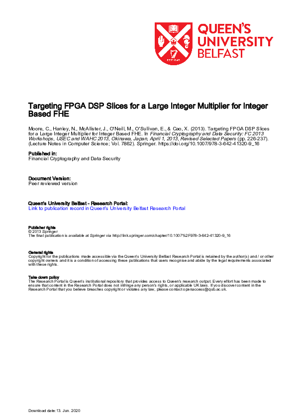 (PDF) Targeting FPGA DSP Slices for a Large Integer Multiplier for ...