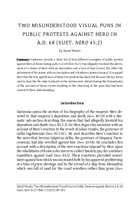 (PDF) Two Misunderstood Visual Puns in Public Protests against Nero in ...