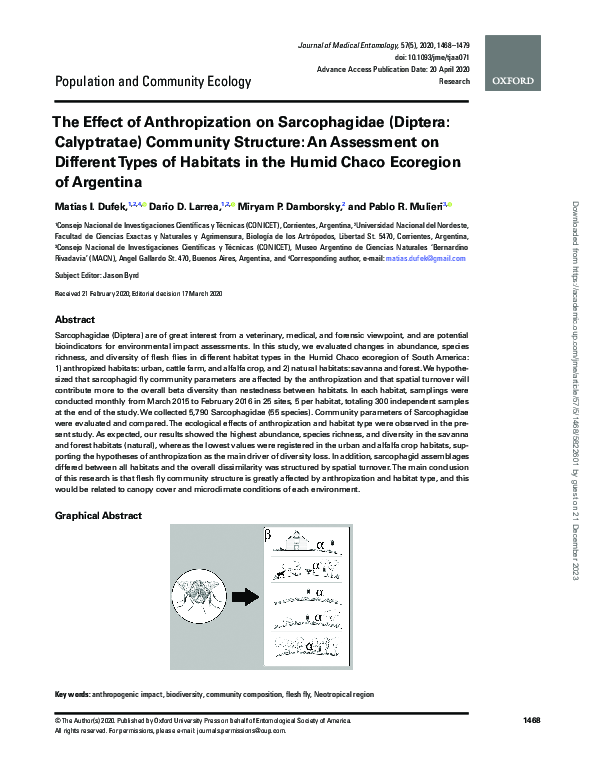 (PDF) The Effect of Anthropization on Sarcophagidae (Diptera ...