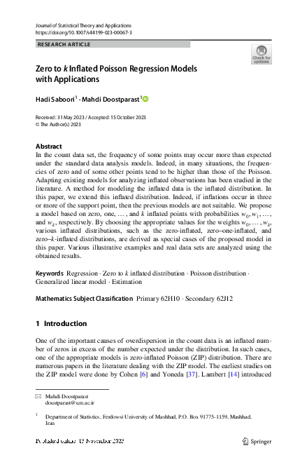 (PDF) Zero to k Inflated Poisson Regression Models with Applications