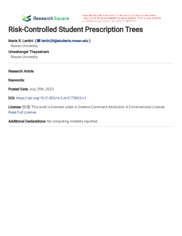 (PDF) Risk-Controlled Student Prescription Trees