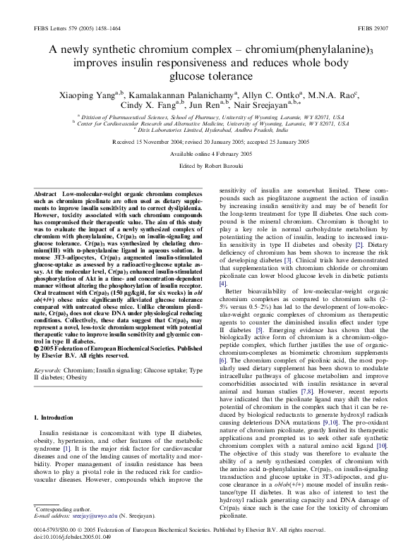 (PDF) A newly synthetic chromium complex - chromium(phenylalanine ...