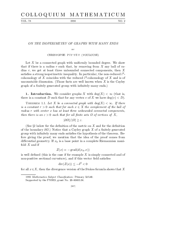 (PDF) On the isoperimetry of graphs with many ends