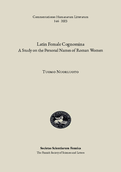 (PDF) Latin Female Cognomina: A Study on the Personal Names of Roman Women