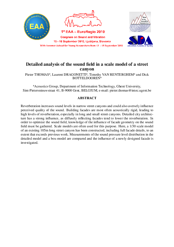 (PDF) Detailed analysis of the sound field in a scale model of a street ...