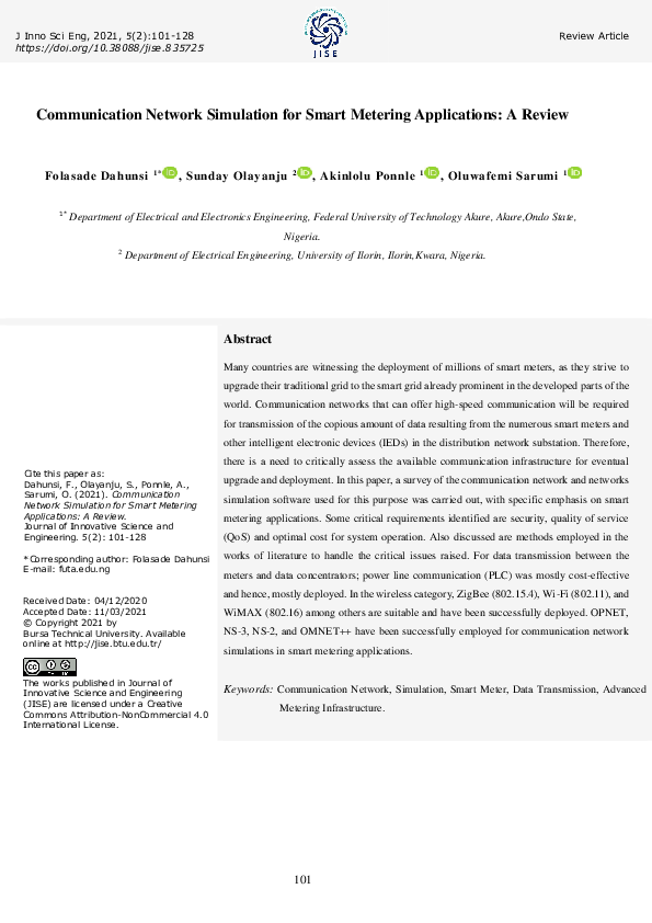 (PDF) Communication Network Simulation for Smart Metering Applications: A Review
