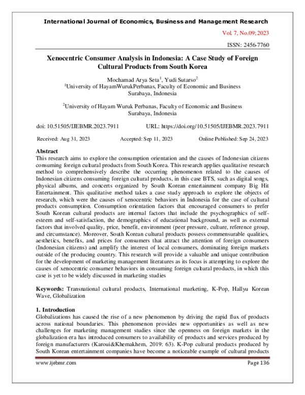 (PDF) Xenocentric Consumer Analysis in Indonesia: A Case Study of ...