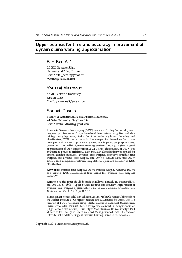 (PDF) Upper bounds for time and accuracy improvement of dynamic time ...