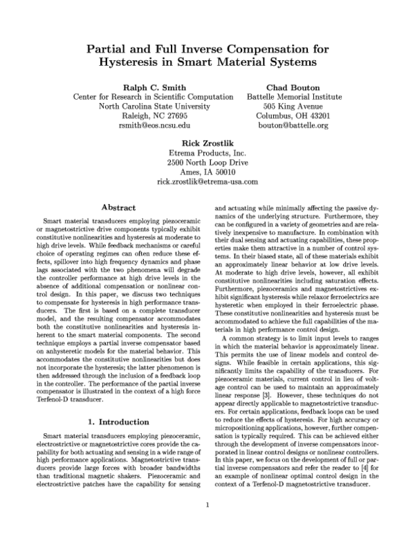 (PDF) Partial and full inverse compensation for hysteresis in smart ...