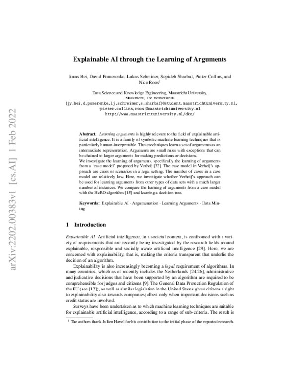 (PDF) Explainable AI through the Learning of Arguments