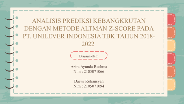 (PPT) ANALISIS KEBANGKRUTAN DENGAN METODE ALTMAN Z-SCORE