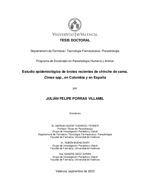 (PDF) Estudio epidemiológico de brotes recientes de chinche de cama ...