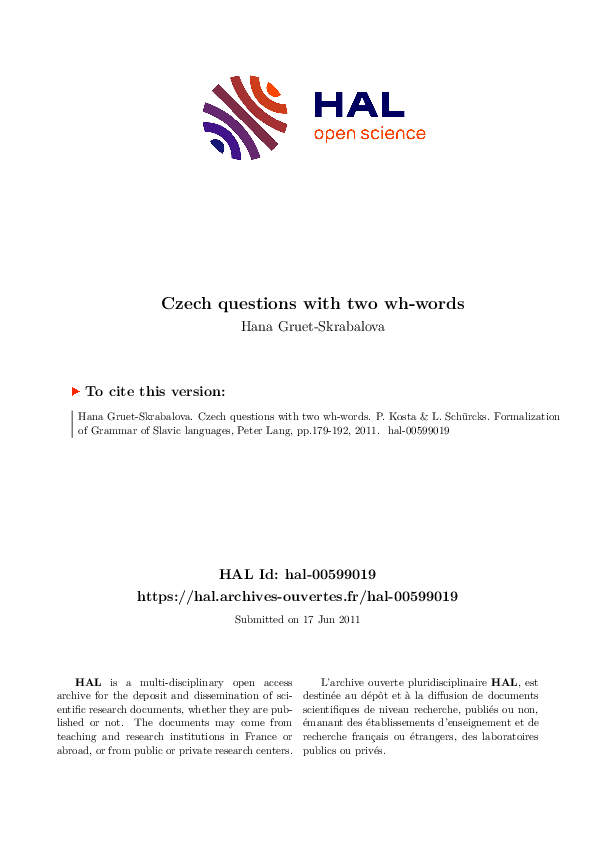 (PDF) Czech questions with two wh-words