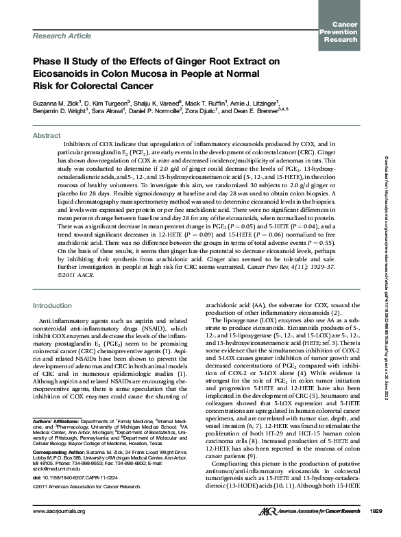 (PDF) Phase II Study of the Effects of Ginger Root Extract on ...