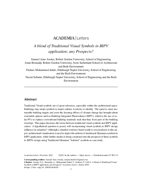 (PDF) A blend of Traditional Visual Symbols in BIPV application; any ...