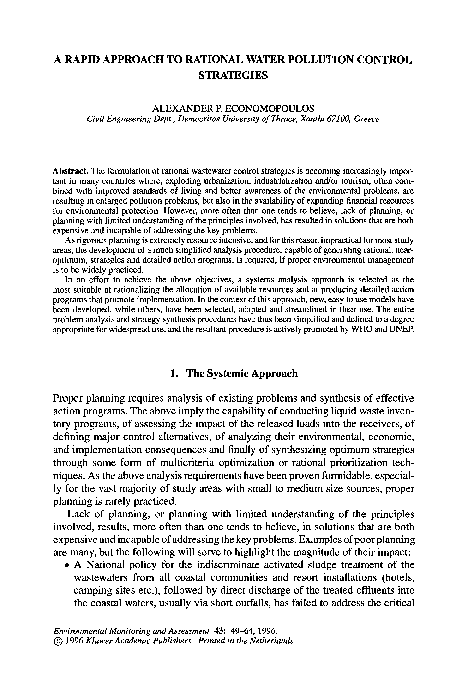 (PDF) A rapid approach to rational water pollution control strategies