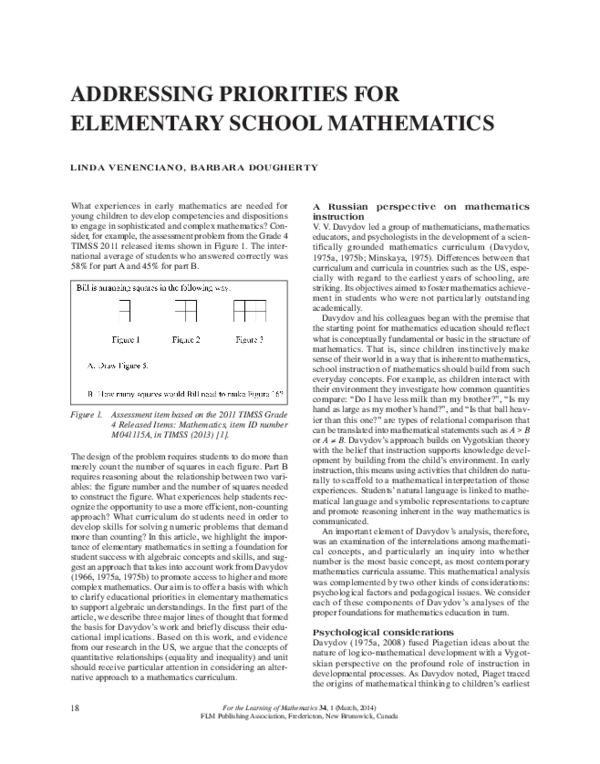(PDF) Addressing Priorities for Elementary School Mathematics