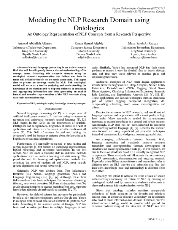 (PDF) Ontology Model for Natural Language Processing Research