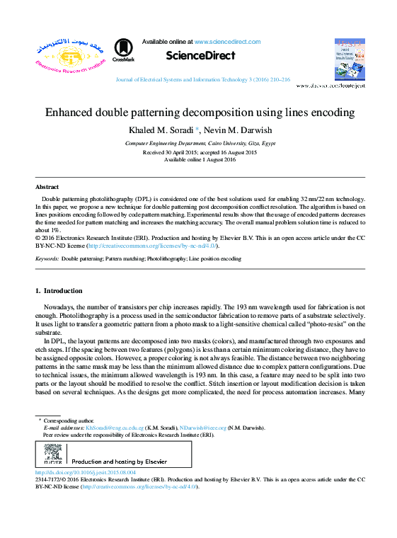 (PDF) Enhanced double patterning decomposition using lines encoding | Khaled Soradi - Academia.edu