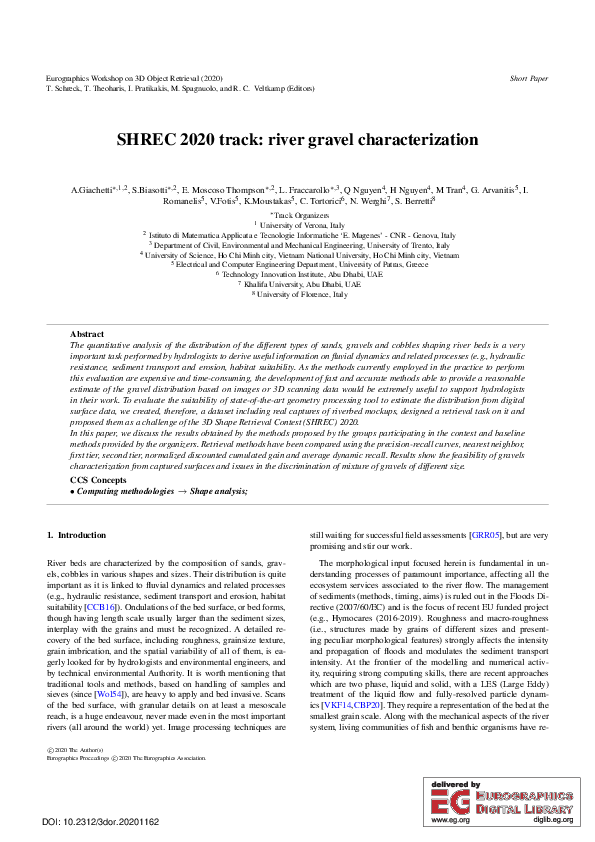 (PDF) SHREC 2020 Track: River Gravel Characterization