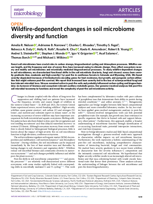 (PDF) Wildfire-dependent changes in soil microbiome diversity and ...