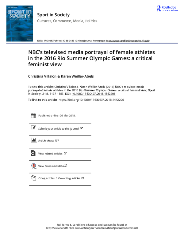 (PDF) NBC’s televised media portrayal of female athletes in the 2016 ...