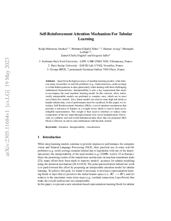 (PDF) Self-Reinforcement Attention Mechanism For Tabular Learning ...